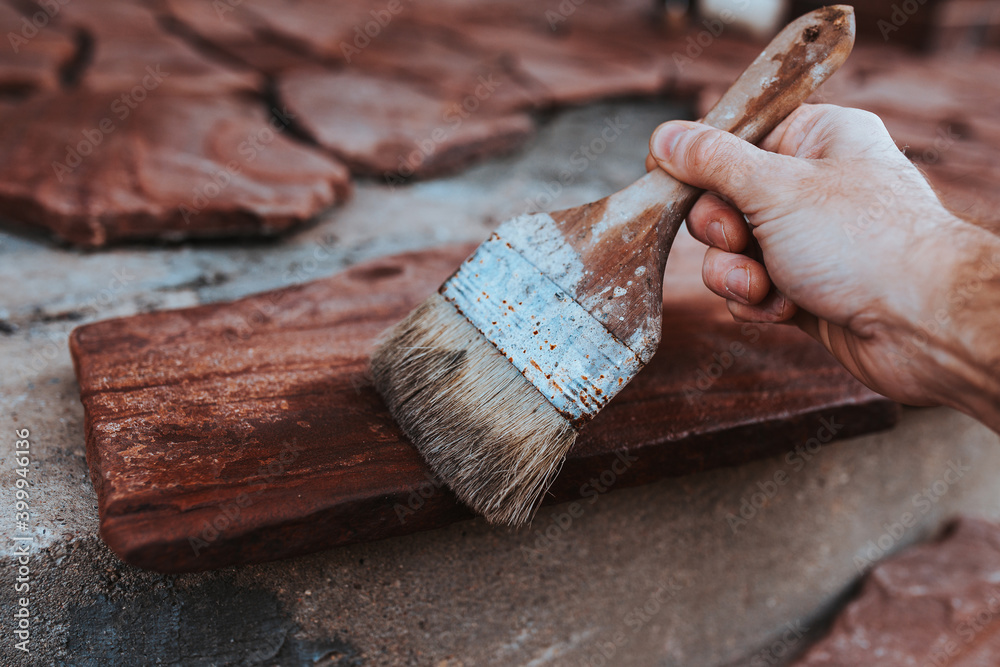 Facing with imitation of natural stone - tiles of various shapes and ...