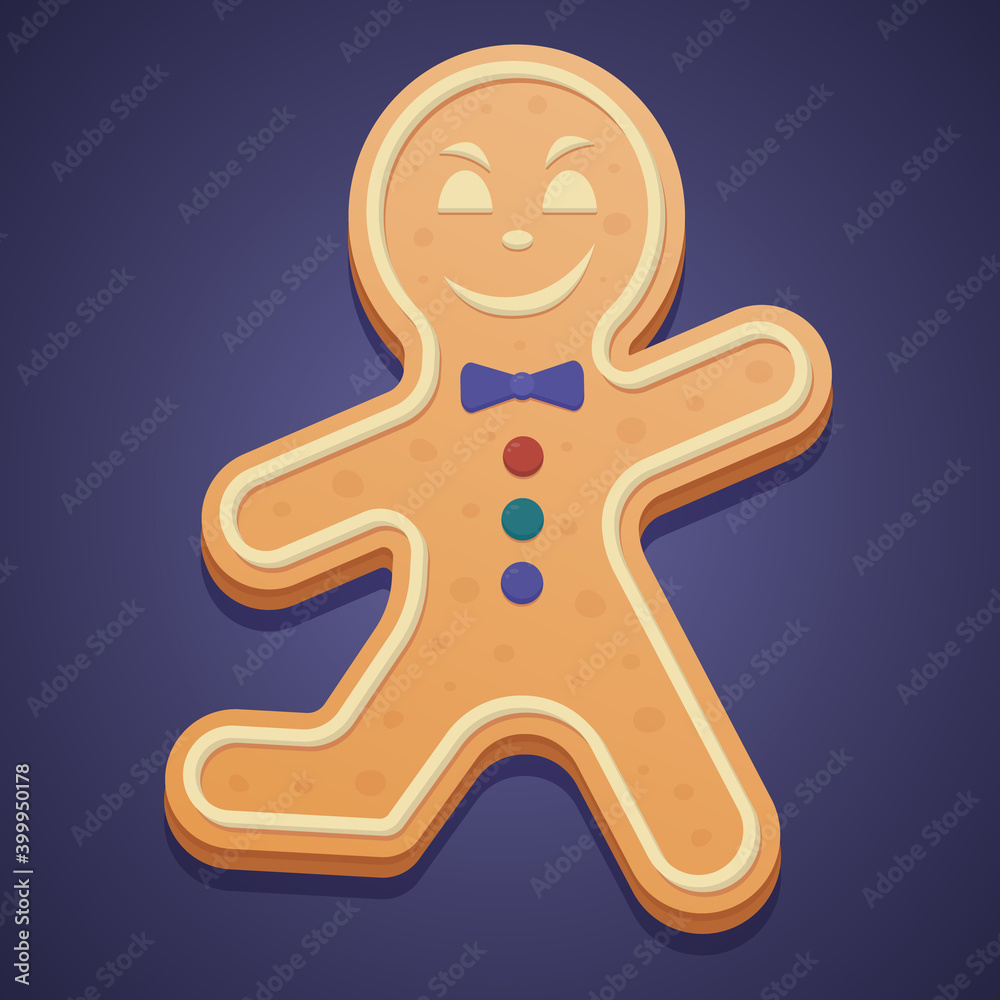 Gingerbread Man. Colored vector illustration. Isolated purple ...