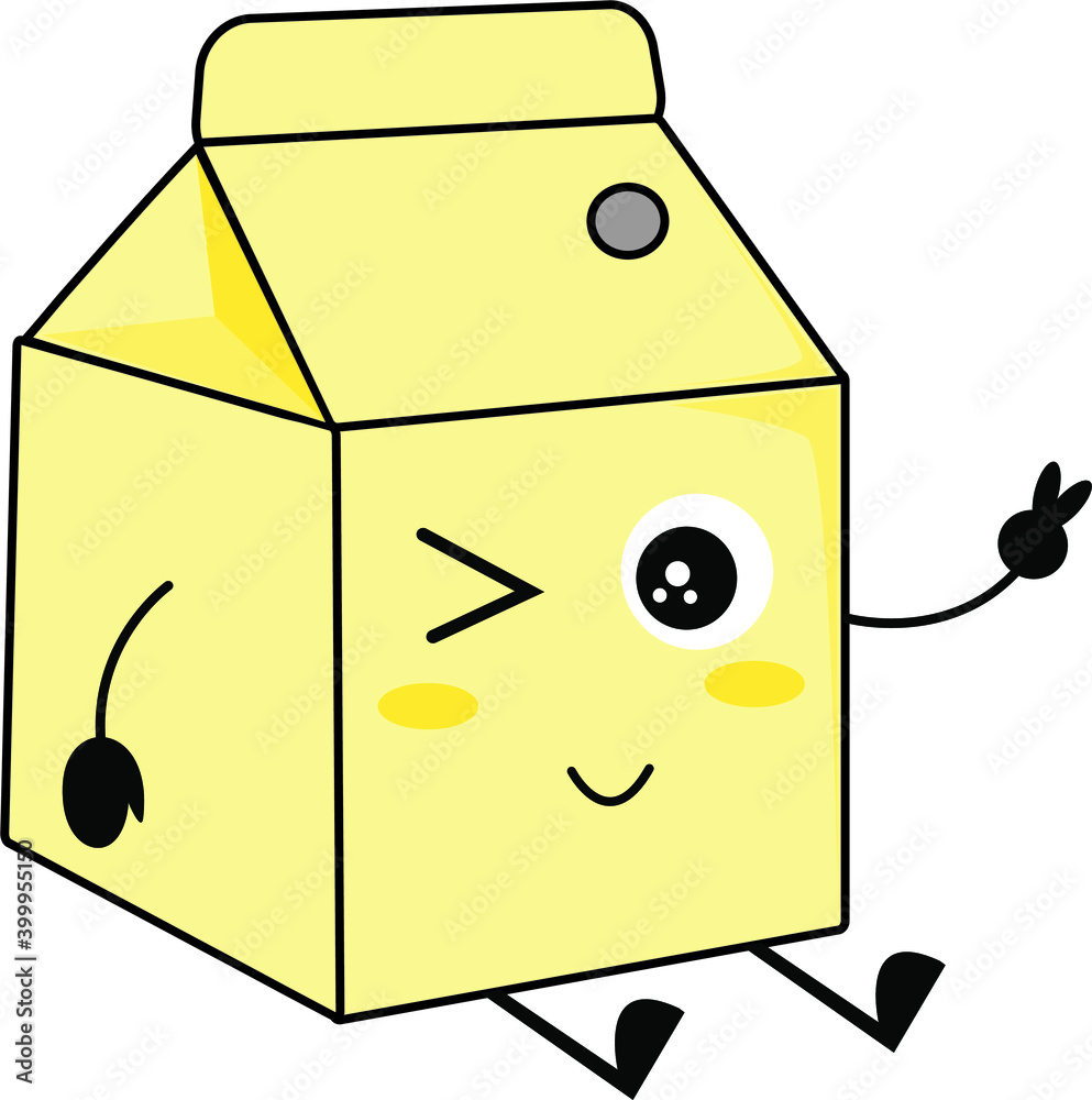 vector illustration of cute and kawaii milk box packaging characters ...