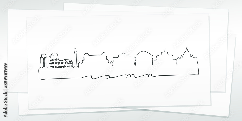 Rome, Metropolitan City of Rome, Italy Doodle Skyline Hand Drawn. City ...