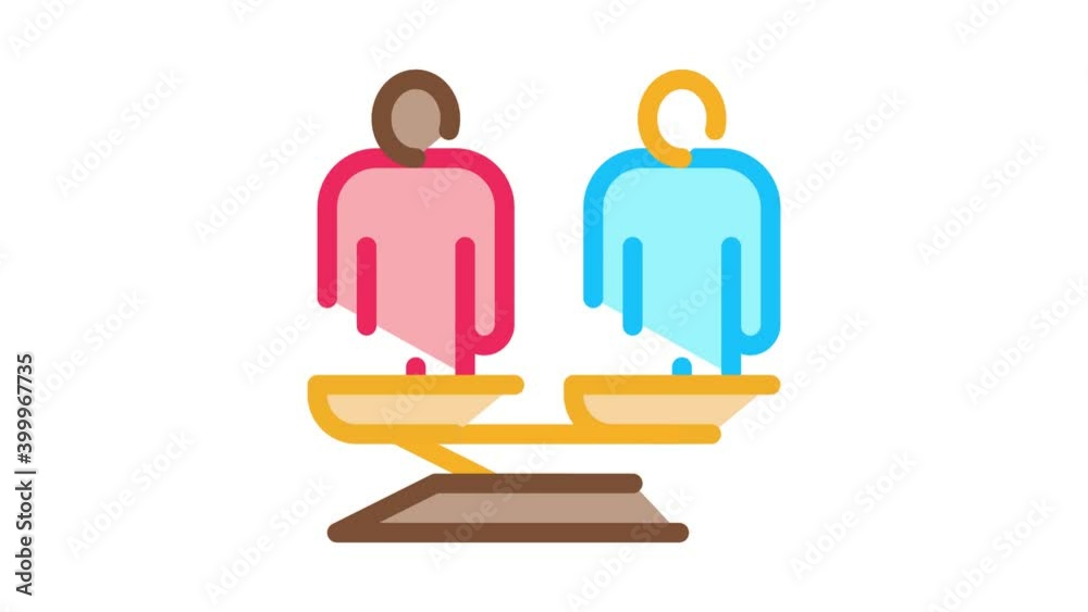 different race human balance on scales Icon Animation. color different ...