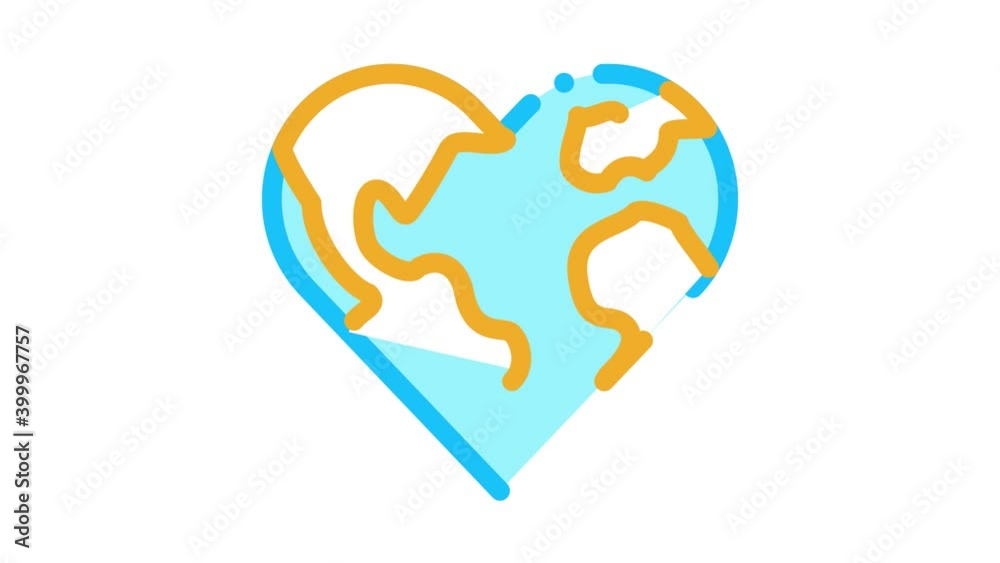 earth in heart shape Icon Animation. color earth in heart shape ...