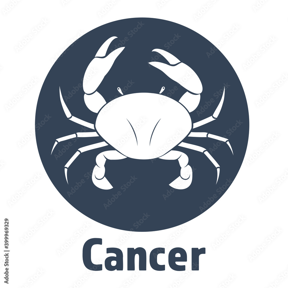 Black Cancer vector icon. Illustration of an astrology sign. Zodiac ...