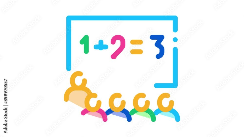 preschool class children education mathematics Icon Animation. color ...