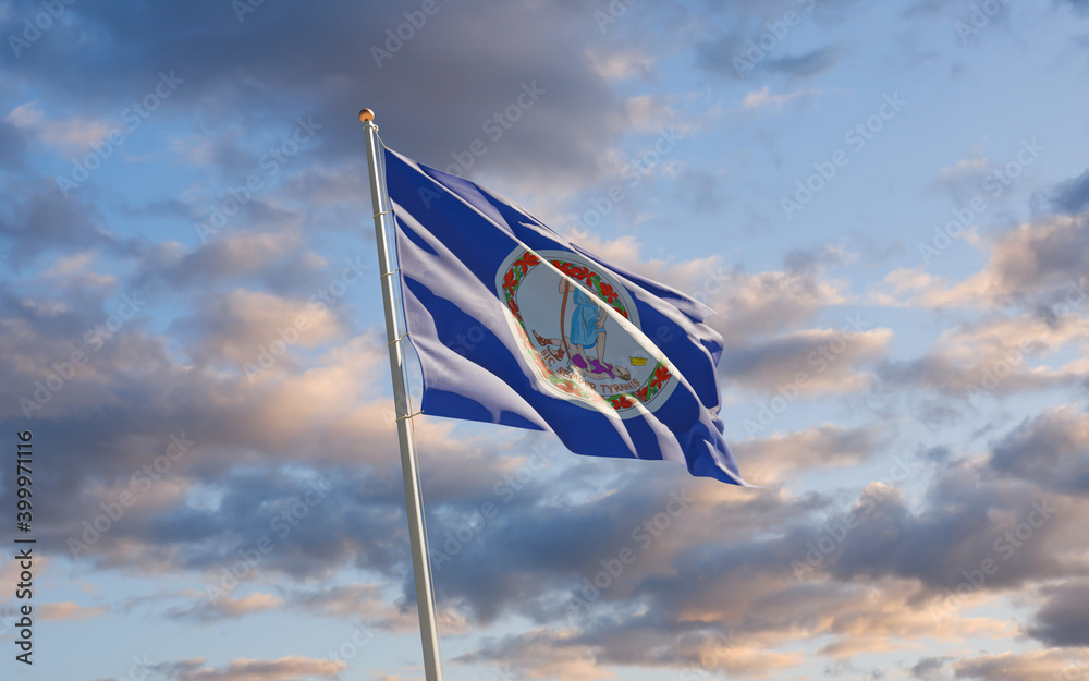 Virginia US State Flag at sky background. Stock Photo | Adobe Stock