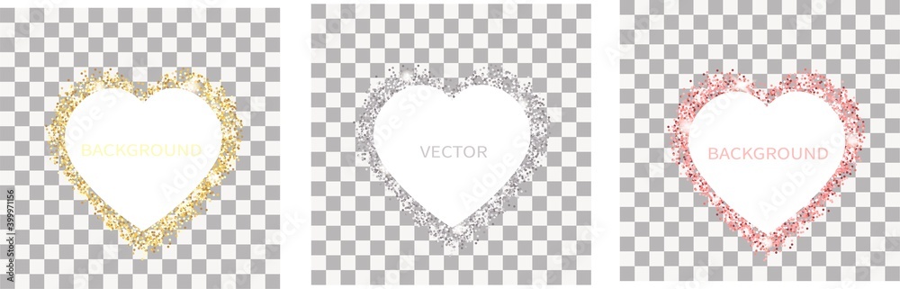 Sparkling heart dust isolated on transparent background. For social ...