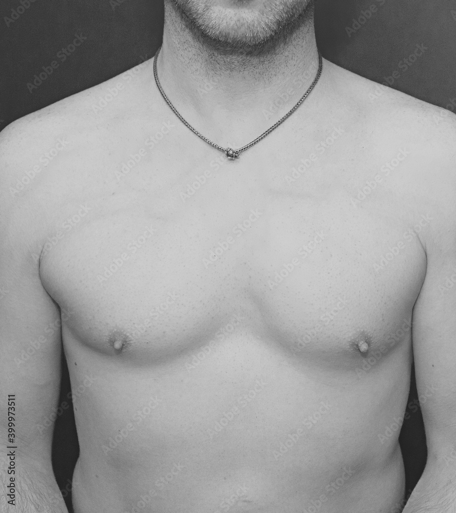 Male chest shaved in black and white Stock Photo | Adobe Stock