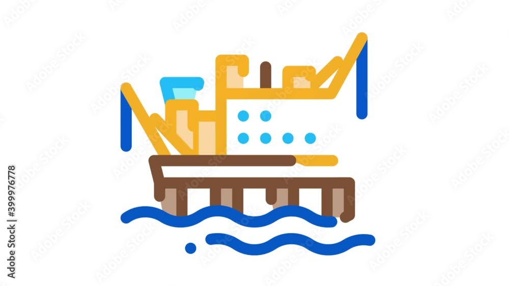 crane on sea station Icon Animation. color crane on sea station ...