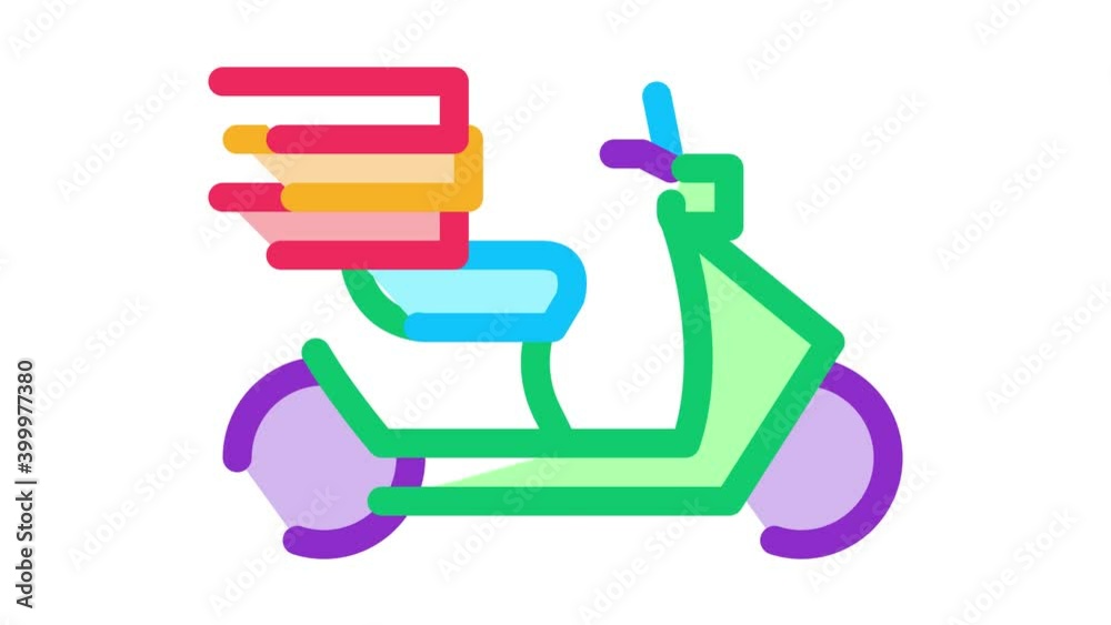 food delivery motorcycle Icon Animation. color food delivery motorcycle ...