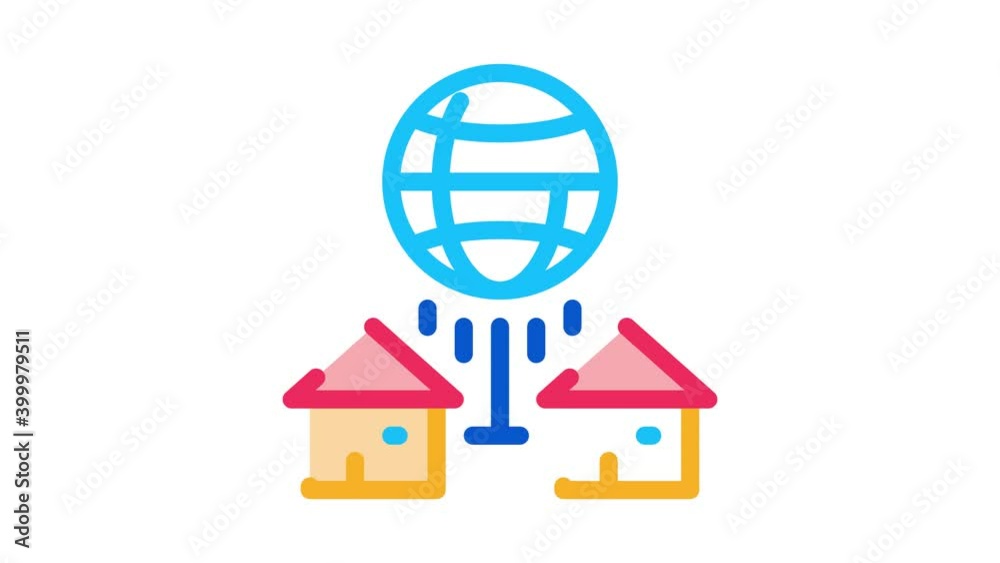 houses internet connection Icon Animation. color houses internet ...
