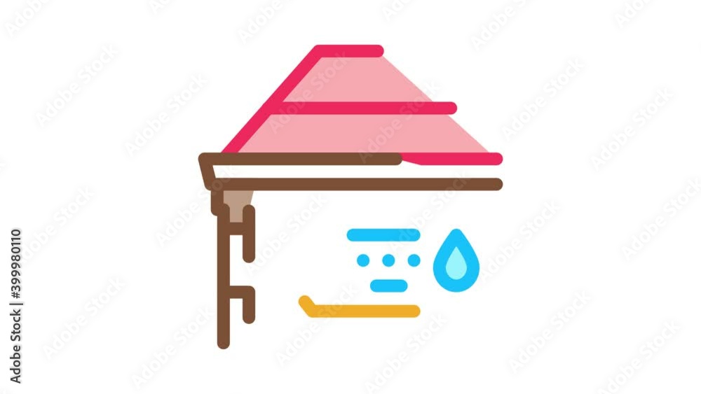 roof gutter system Icon Animation. color roof gutter system animated ...