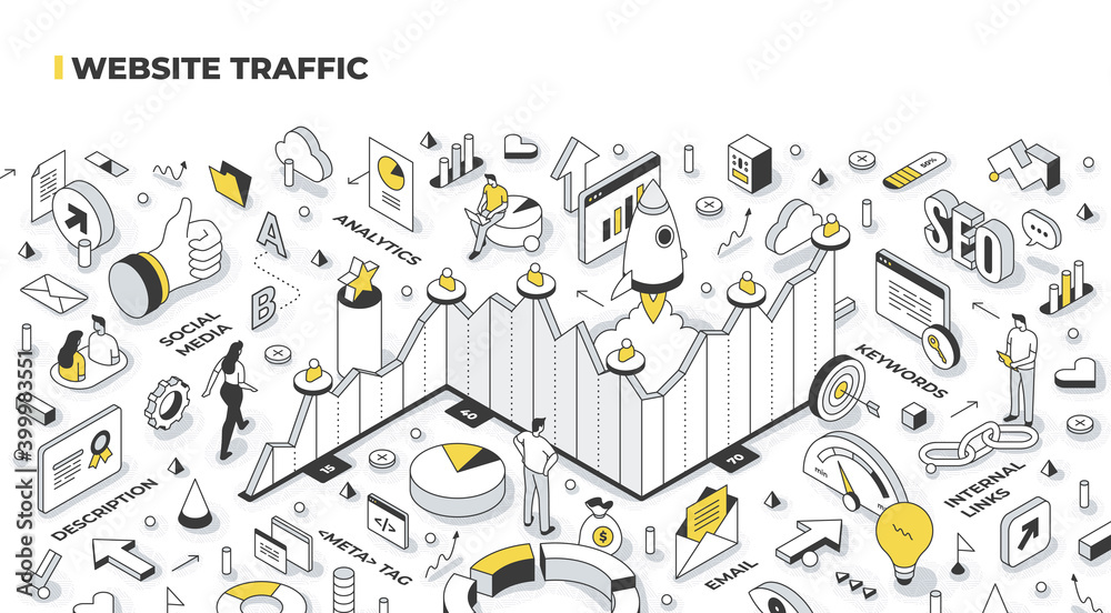 Website Traffic Isometric Illustration Stock Vector | Adobe Stock