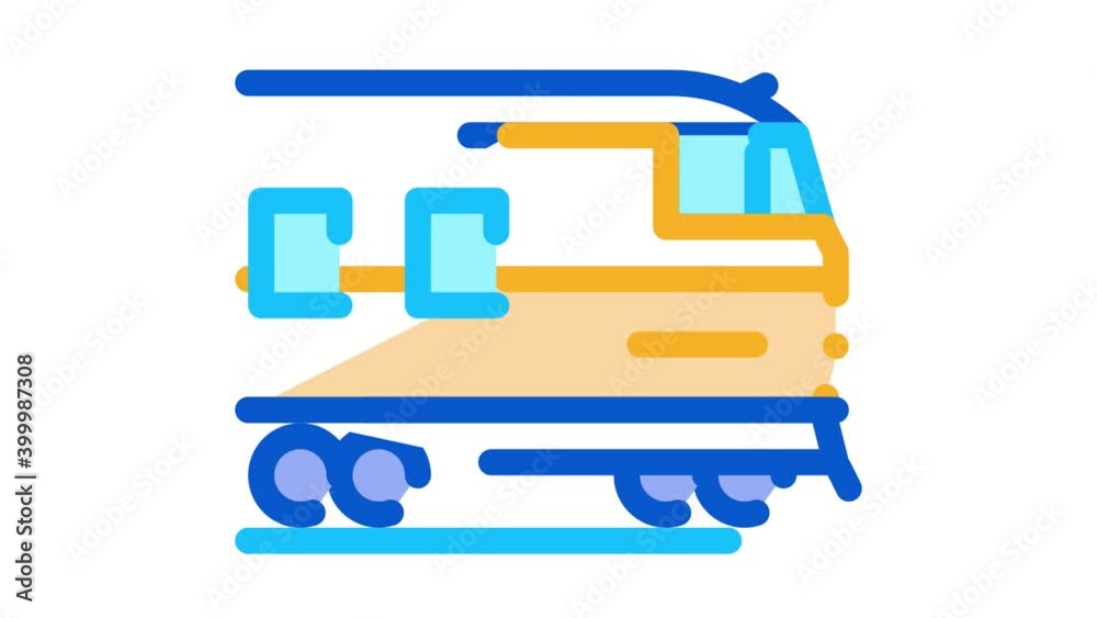 suburban electric train Icon Animation. color suburban electric train ...