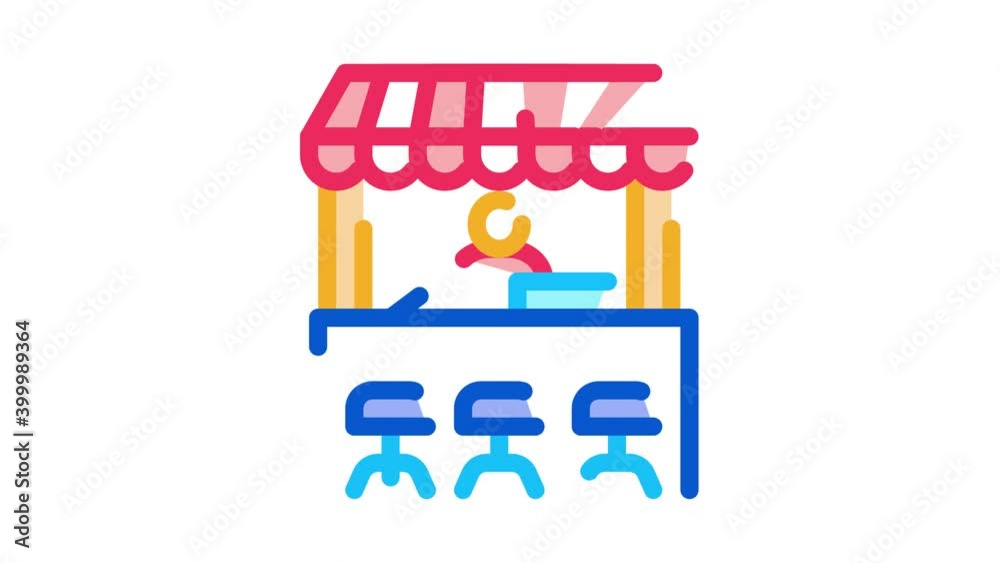 Vidéo Stock street food stand Icon Animation. color street food stand ...