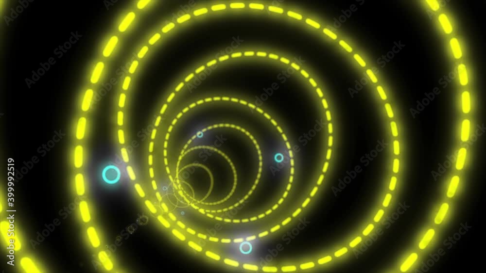 Tunnel looping with yellow circle line. Overlay template is isolated on ...