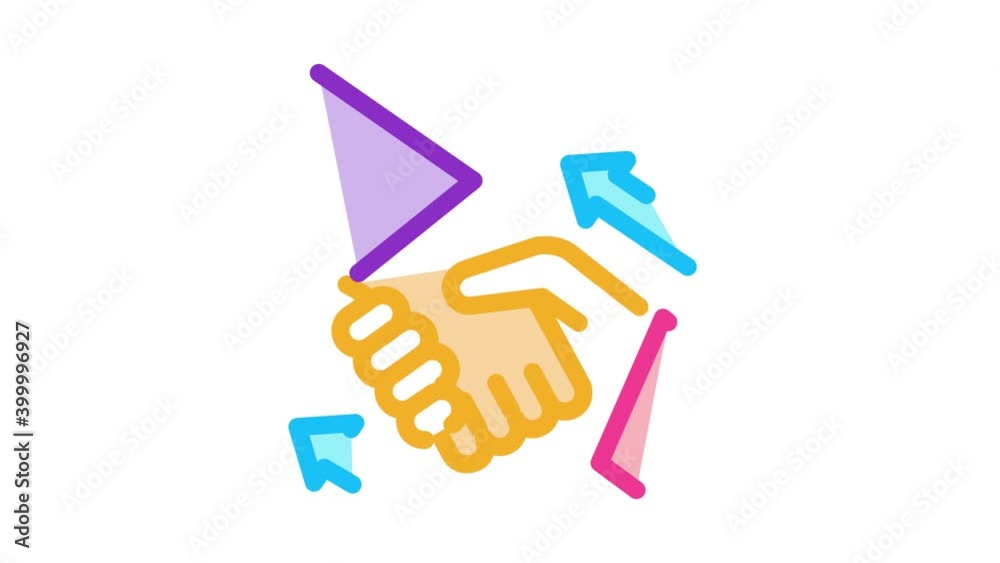 human handshake Icon Animation. color human handshake animated icon on ...