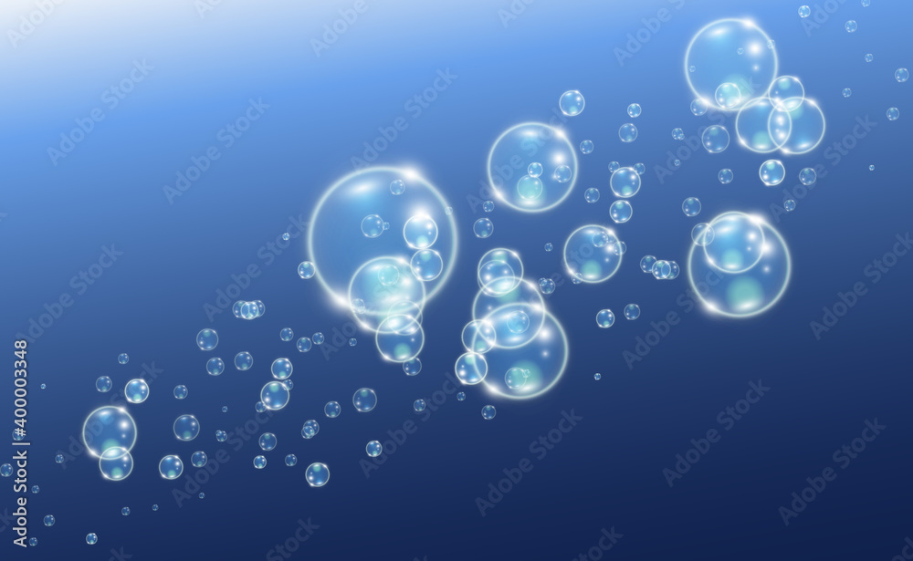 White beautiful bubbles on a transparent background vector illustration ...