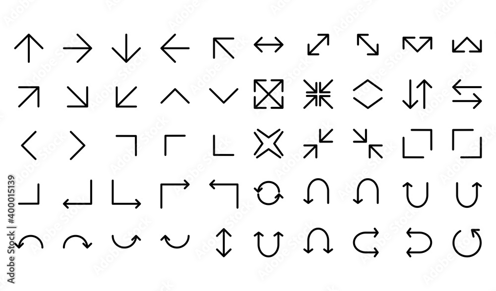 Multidirectional arrow icon pack for app interface and design. vector ...