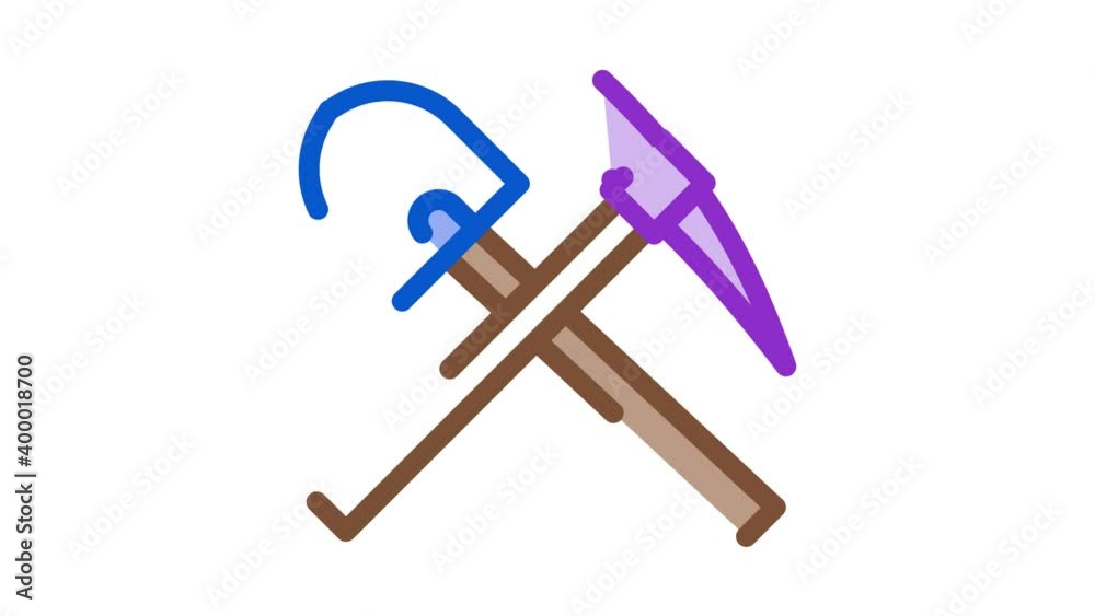 shovel and pickaxe Icon Animation. color shovel and pickaxe animated ...