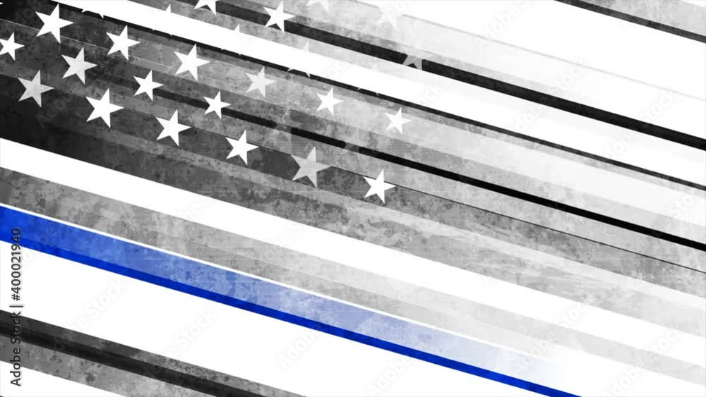 Grunge black concept USA flag with blue stripe. American police force ...