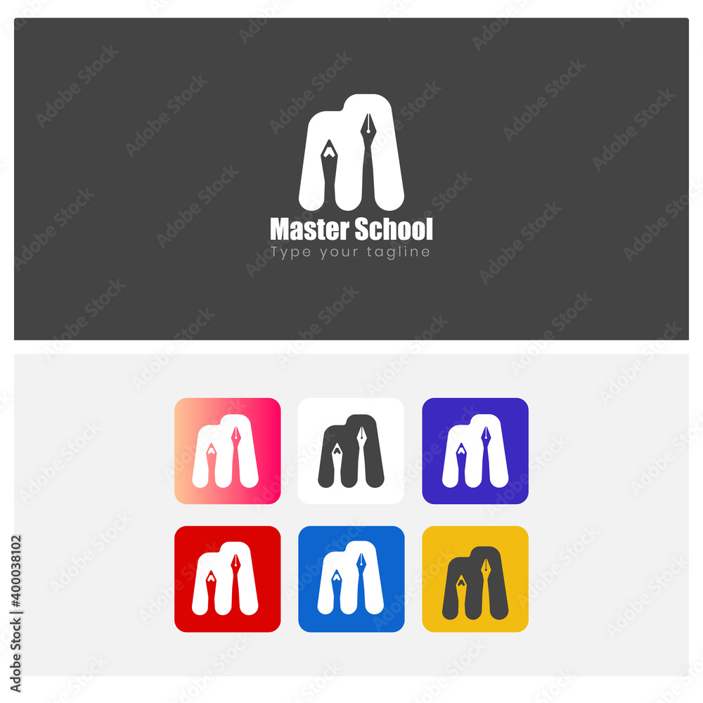 letter M logo design for educational institute. vector illustration ...