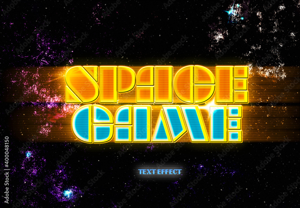 Retro Space Game Text Effect Mockup Stock Template | Adobe Stock
