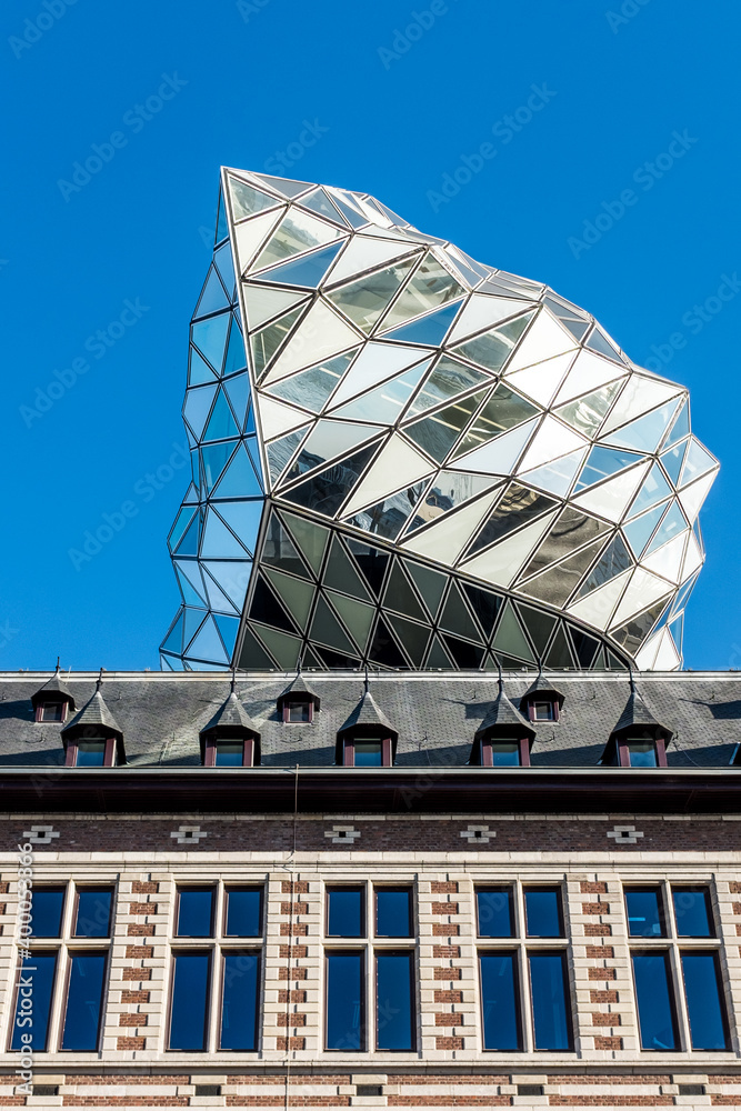 Detailed view on the Antwerp Port House by Zaha Hadid in September 2020 ...