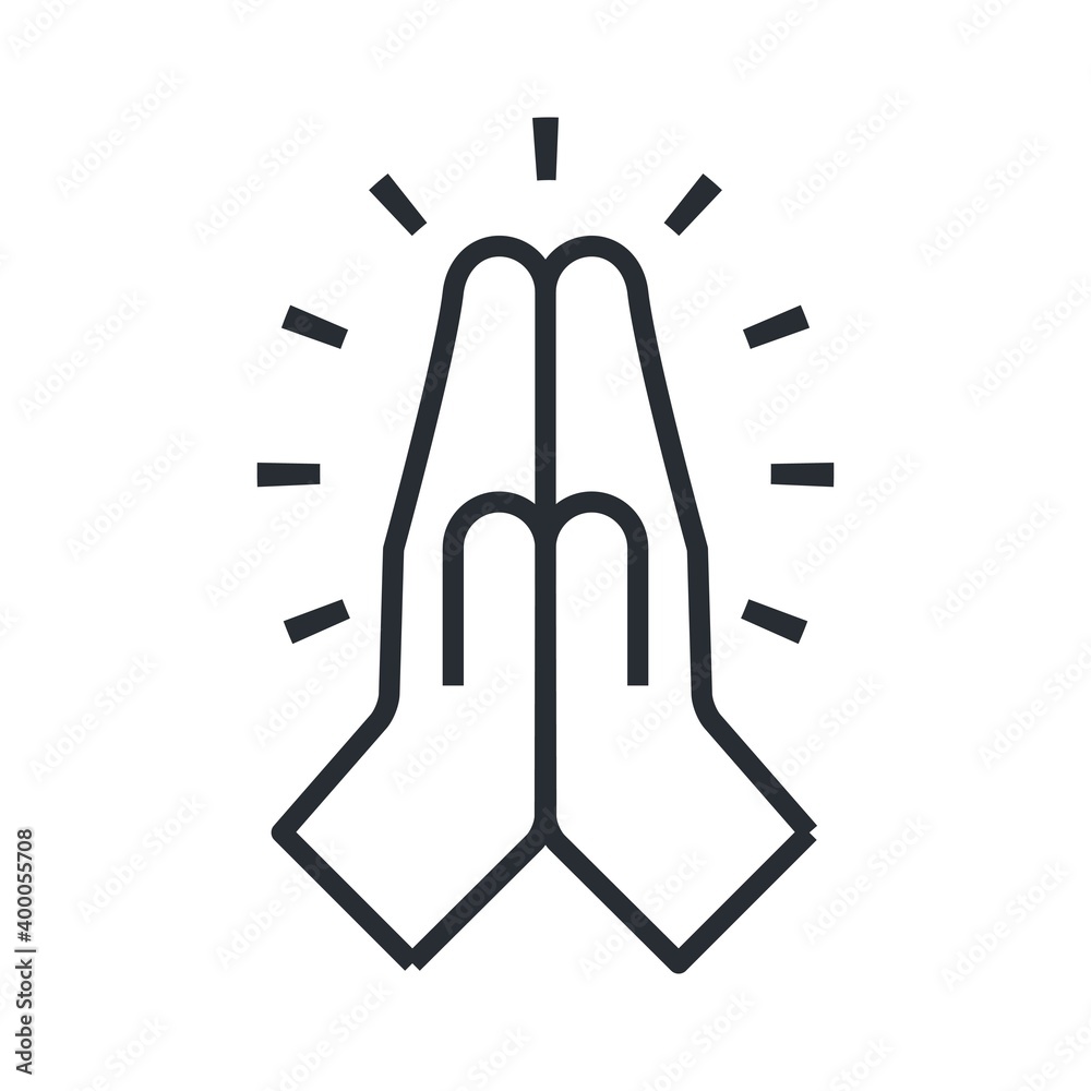 Praying hands vector icon isolated on white background. Stock ...