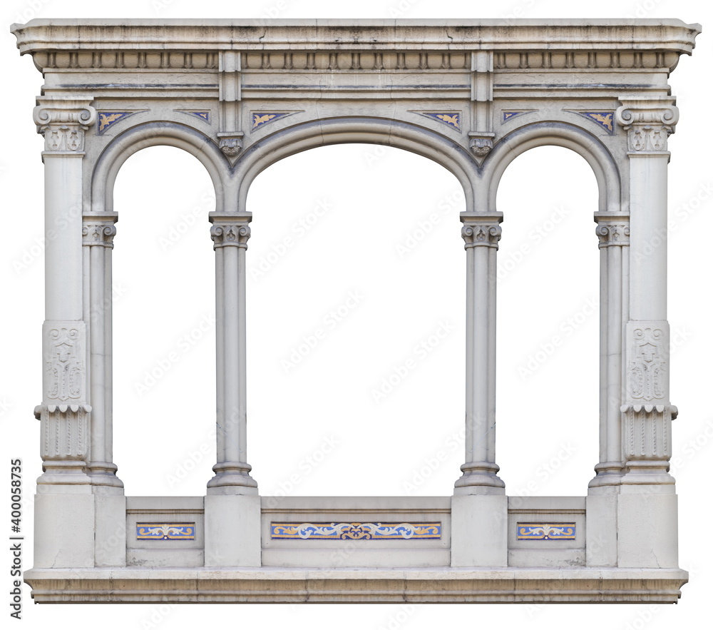 Elements of architectural decoration of buildings, arches and ...
