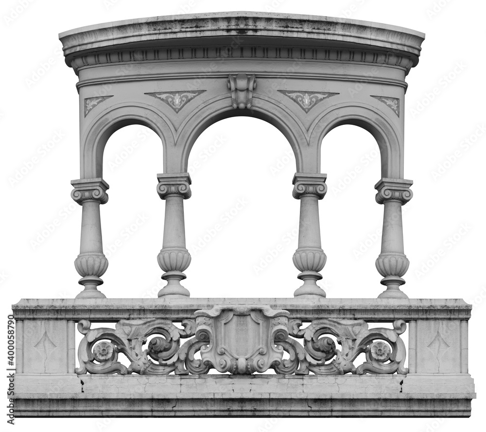 Elements of the architecture of buildings, ancient arches and columns ...