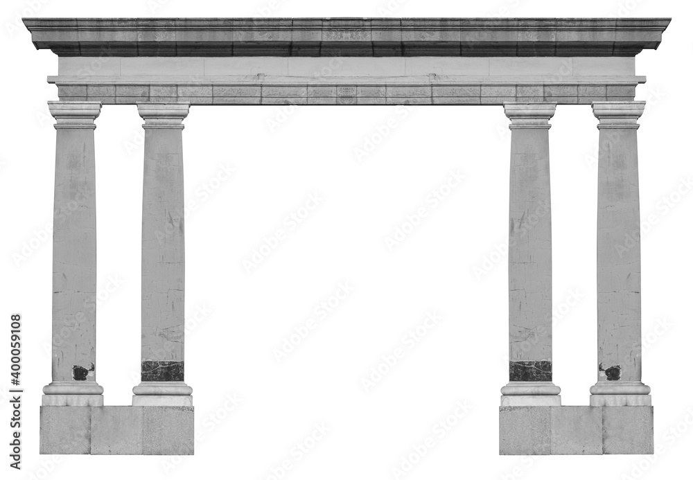 Elements of the architecture of buildings, ancient arches and columns ...
