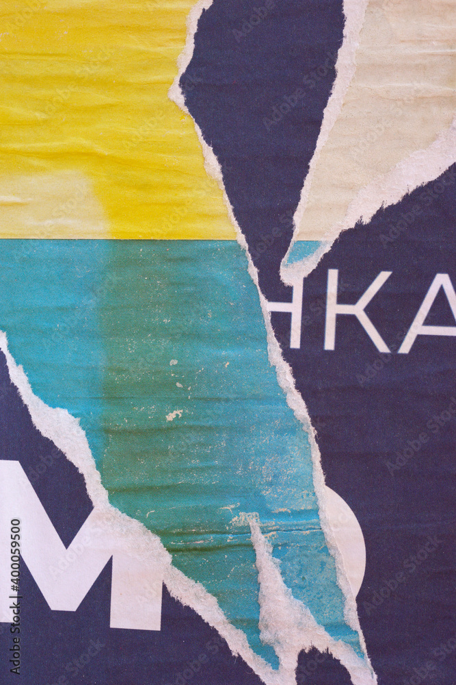 Old ripped torn posters grunge texture background creased crumpled ...