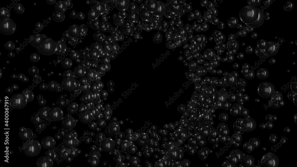 Dark shiny particles attract to central empty hole and spin around ...