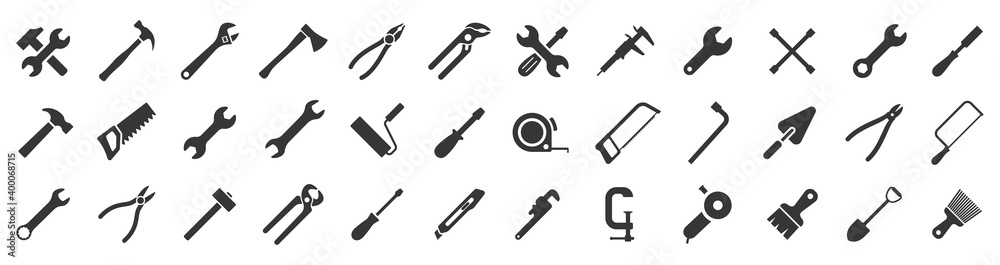 Tools icons set. Instruments signs collection. Tool simple icon. Vector ...