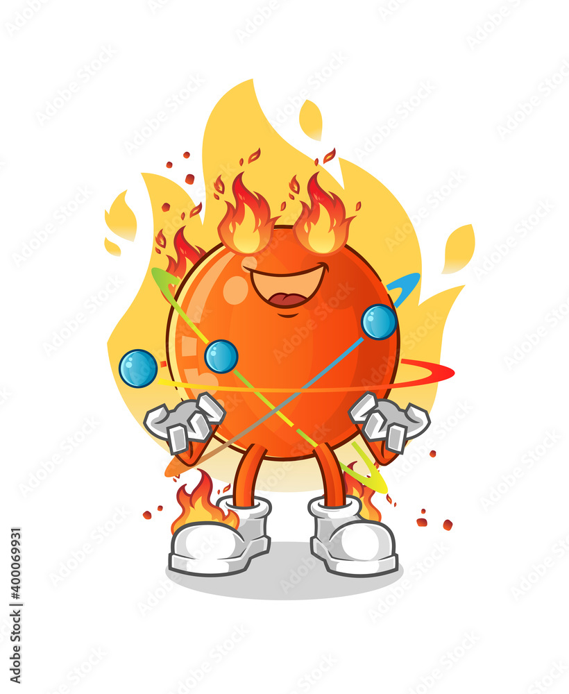 atom on fire mascot. cartoon vector Stock Vector | Adobe Stock