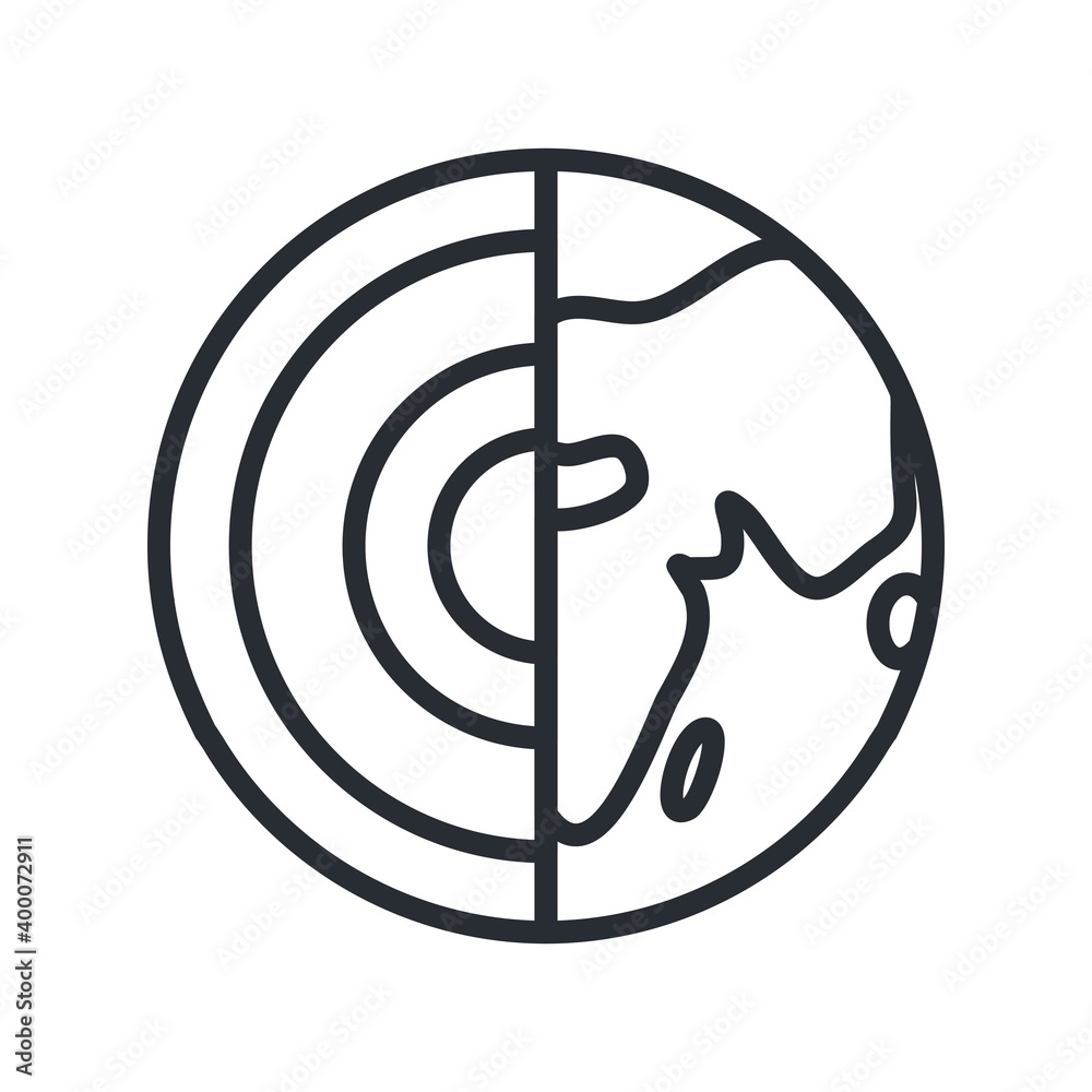 Earth structure icon. Layers of the planet vector illustration. Stock ...