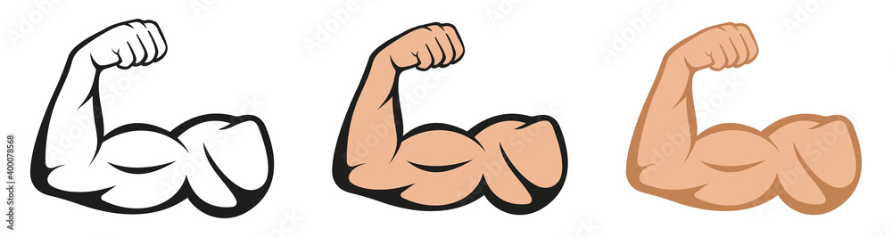 Biceps. Muscle icon. Bicep symbol set. Vector illustration Stock Vector ...