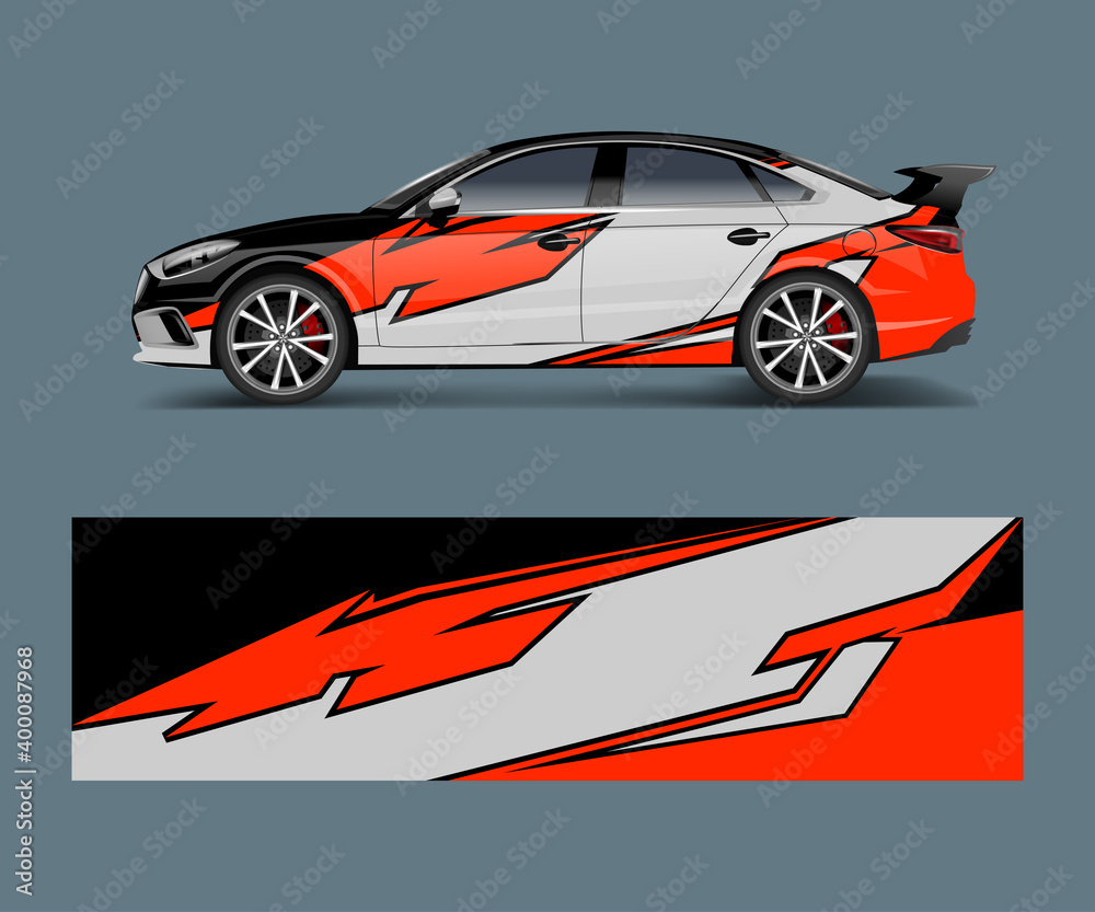 Car decal wrap design vector with wave element . Graphic abstract wave ...
