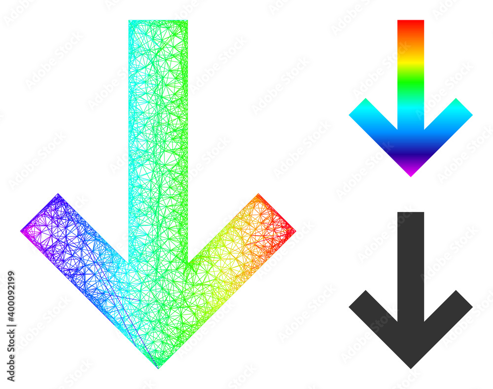 Spectrum colored net arrow down, and solid spectrum gradient arrow down ...