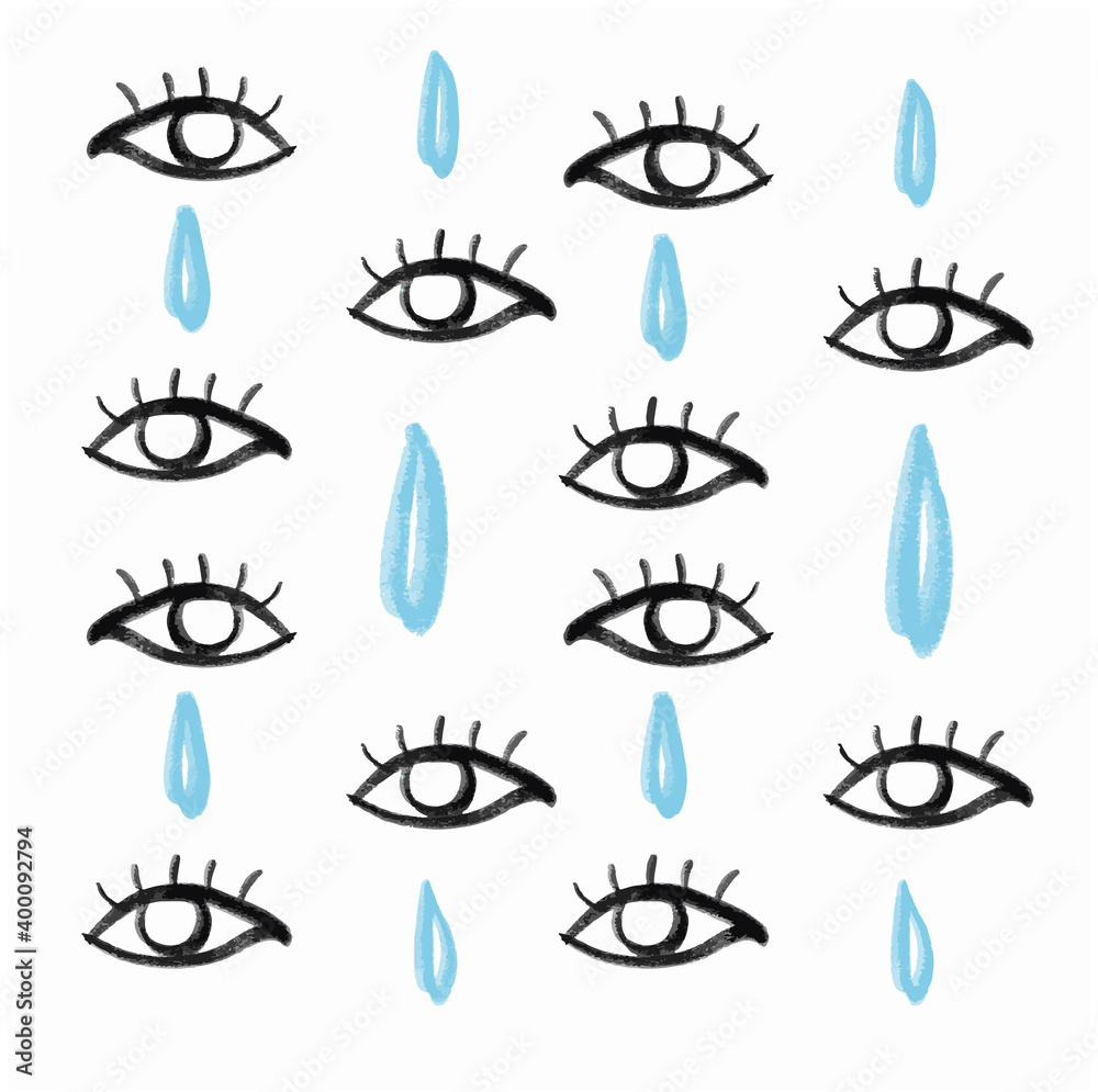 Negative emotions concept. rying mental disorder. Shedding tears, tear ...