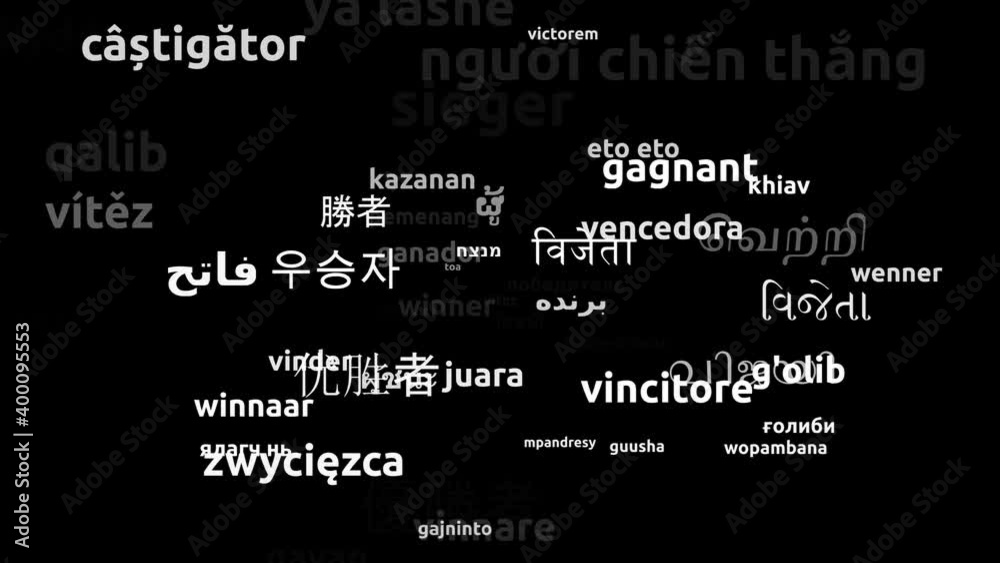 Winner Translated in 57 Worldwide Languages Endless Looping 3d Zooming ...