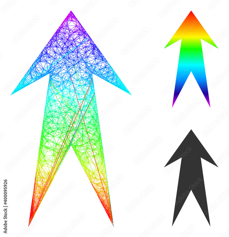 Spectral colorful wire frame arrow up, and solid spectrum gradient ...