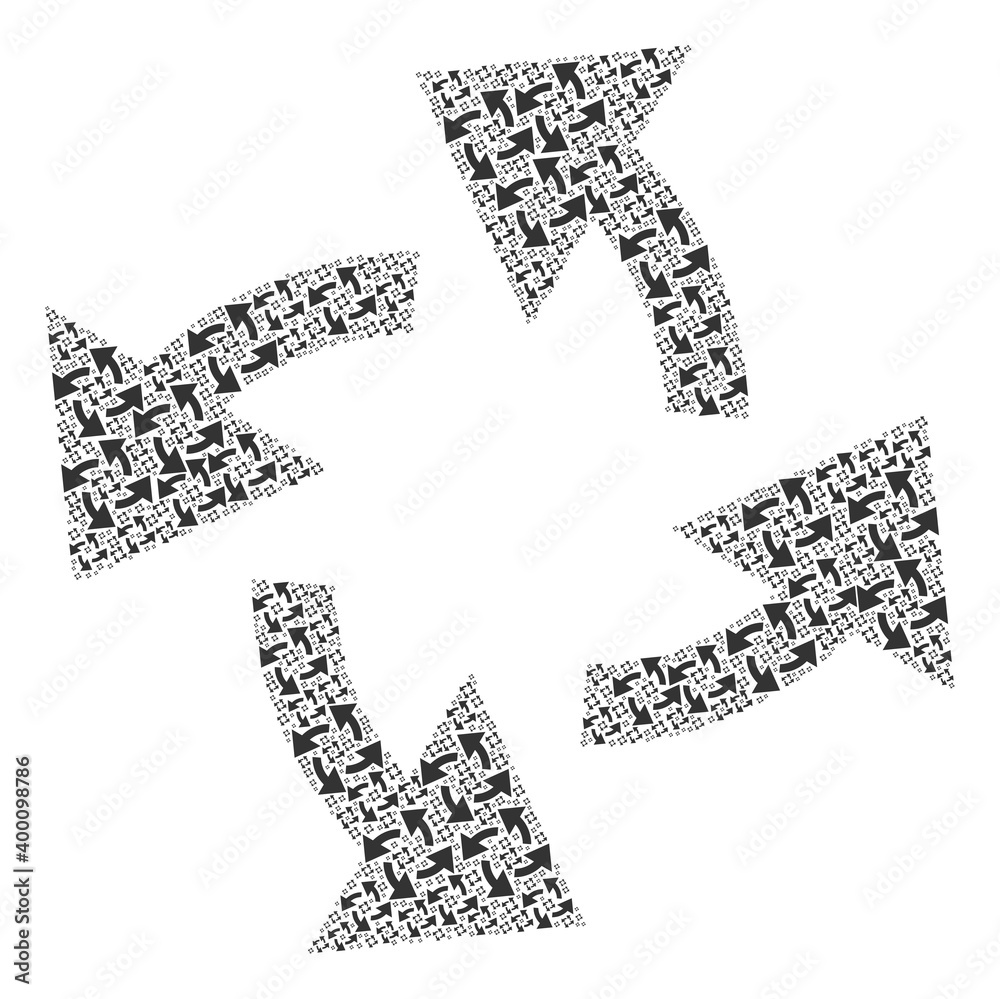 Recursive collage of centrifugal arrows. Flat vector centrifugal arrows ...