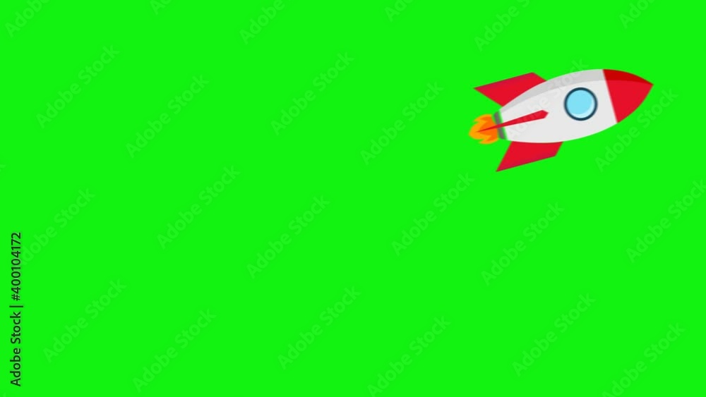 Spaceship flying through space on green screen background. 2d seamless ...