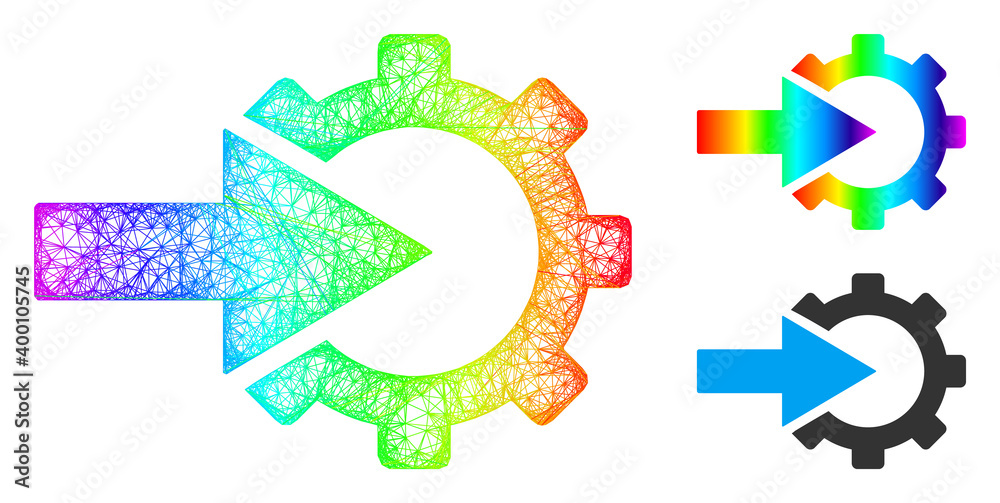 Spectral colored wire frame cog integration, and solid spectral ...