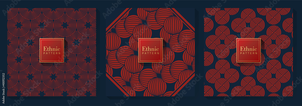 Red and Blue Chinese Pattern Stock Vector | Adobe Stock
