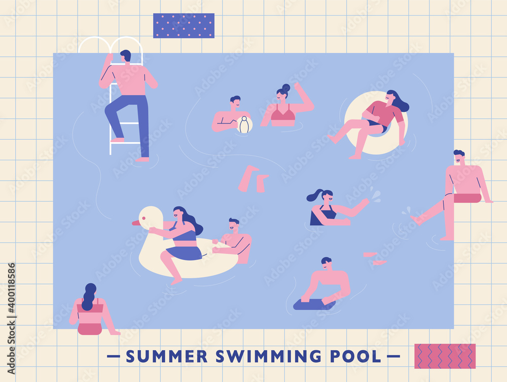 People are playing in the swimming pool. Swimming pool background and ...