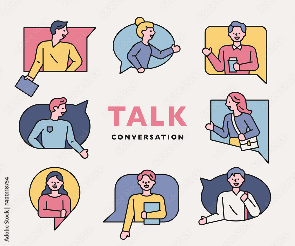 Conversation people icons collection. People are making gestures in ...