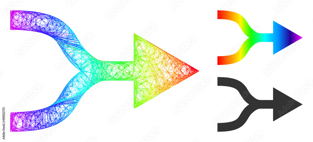 Spectrum colorful crossing mesh combine arrow right, and solid spectrum ...