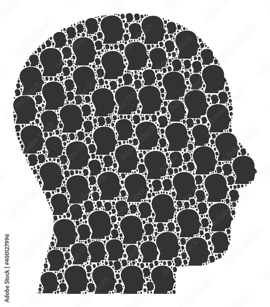 Recursive composition of head profile. Flat vector head profile ...